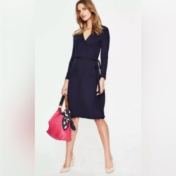 Boden | Dresses | Boden Wrap Jersey Dress Navy Blue Size | Poshmark